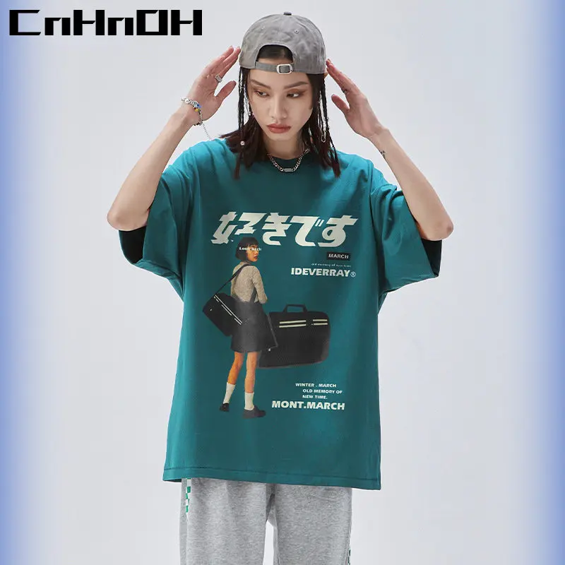 100% Cotton Hip Hop Streetwear Harajuku T Shirt Girl Japan Kanji Print ...