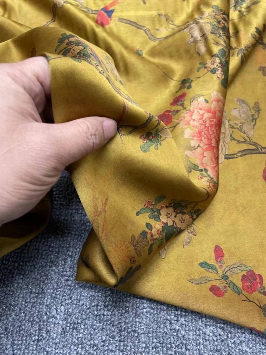 Real-Silk-Fabric-Xiangyun-Yarn-New-Chinese-Style-Cheongsam-Suit-Top ...