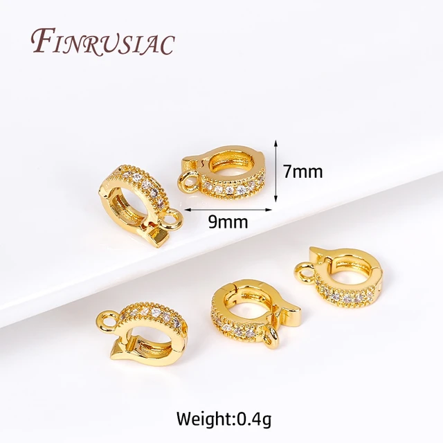 18K Gold Plated Pave Zircon Round Shape Pendant Bail Clasp Pearl ...