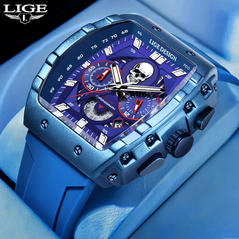 LIGE-Mens-Skull-Watches-Top-Brand-Quartz-Stainless-Steel-Watch ...