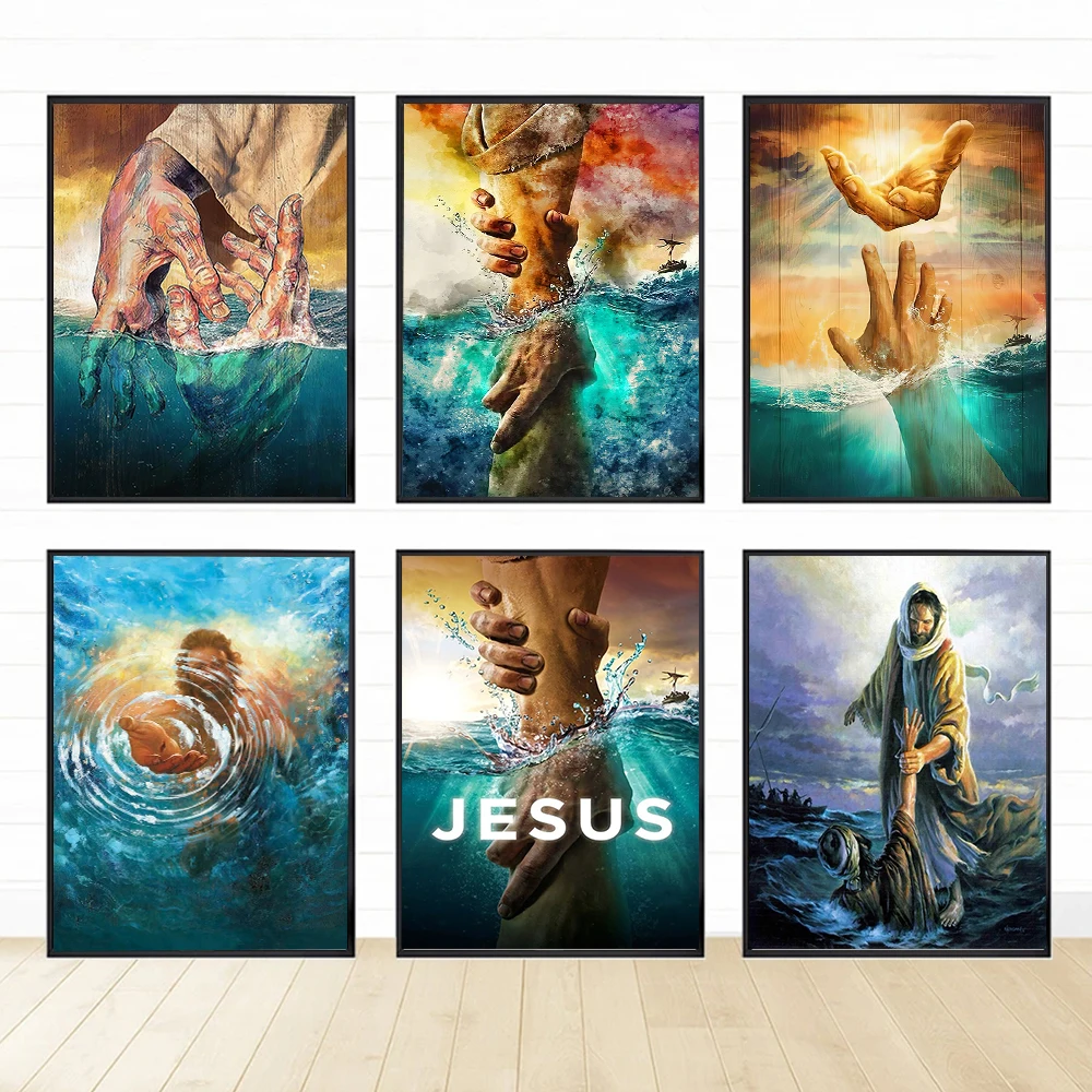 Vintage-Jesus-Christ-The-Hand-of-God-Poster-Prints-For-Living-Room-Home ...