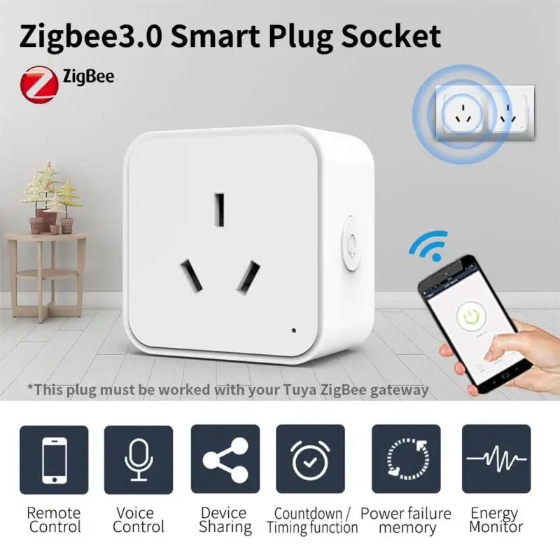 16a Tuya Zigbee 3.0 Smart Plug Graffiti Smart Socket Power Monitor Au Electrical Socket Timer ...