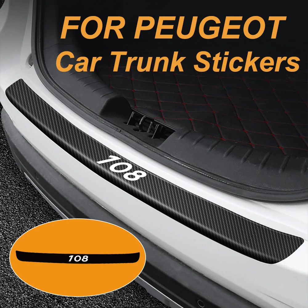 For-Peugeot-108-Car-Trunk-Sticker-Rear-Bumper-Protective-Film-Carbon ...