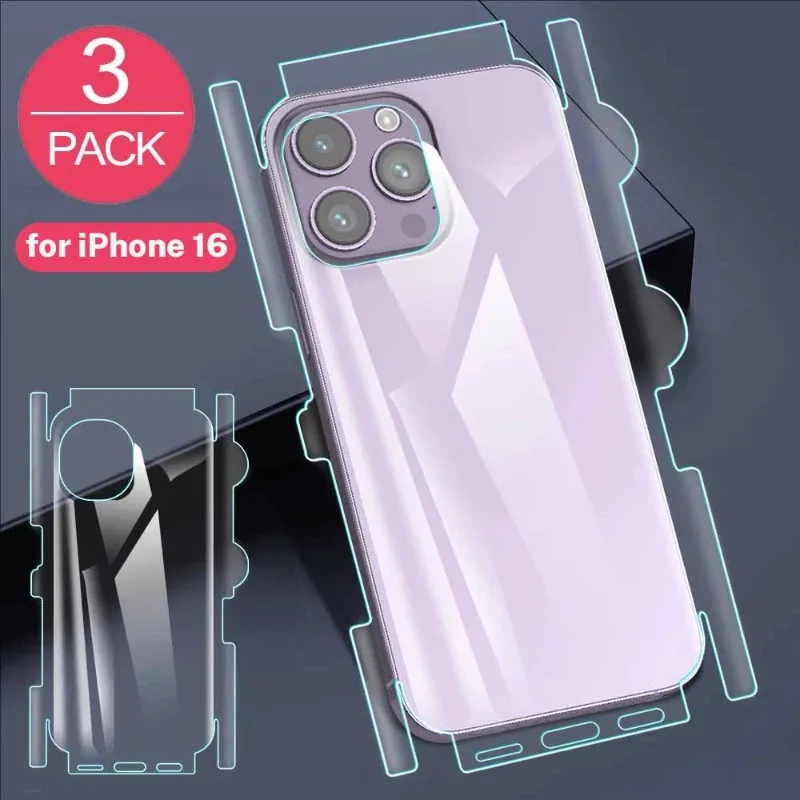 3-1Pcs Back Hydrogel Film Border Frame Stickers for iPhone 16 Pro Max ...