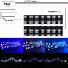 1~2PCS WS2812B 8X8 16X16 8X32 LED Pixel Panel Flexible Matrix Screen ...