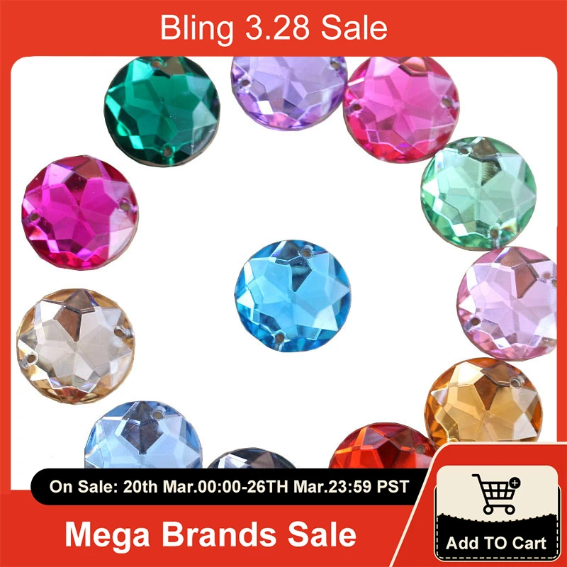 12mm Acrylic Sewing Rhinestones | Acrylic Rhinestone 18mm Round - 6 ...