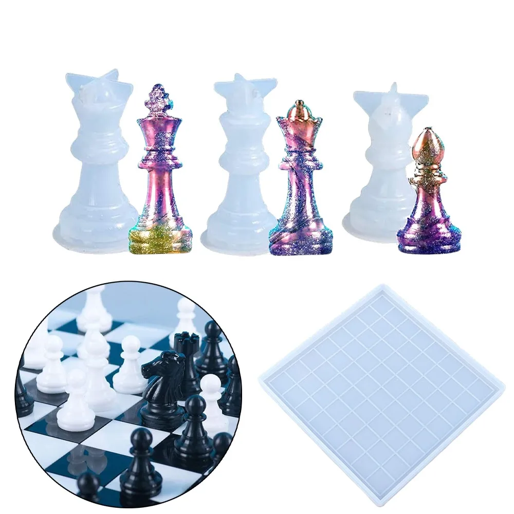 3D-International-Chess-Set-Piece-Crystal-Epoxy-Silicone-Casting-Molds ...