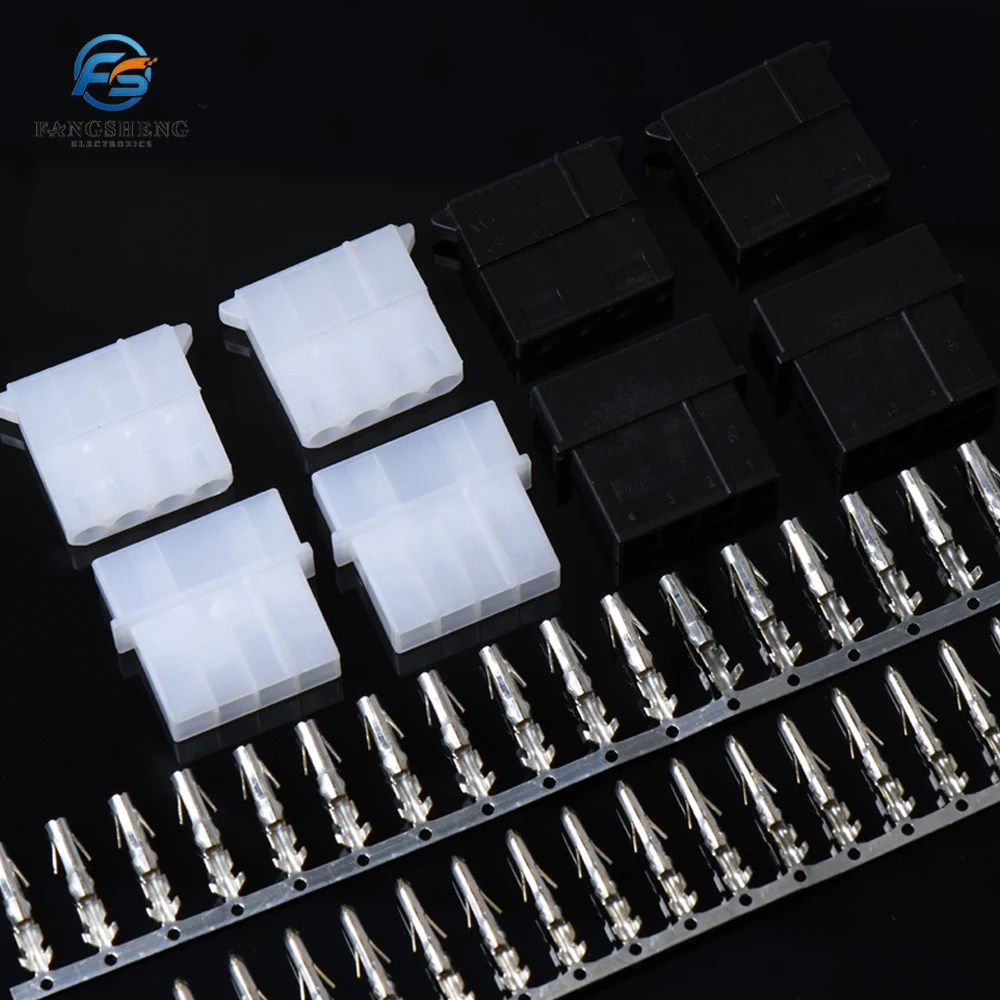 10-Sets-Black-5-08mm-Large-4-Pin-Computer-ATX-IDE-Power-Connector-Big ...