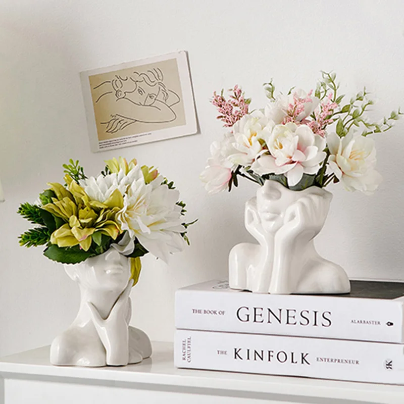 Modern-Simple-Ceramic-Human-Face-Flower-Vase-Human-Head-Plant-Flower ...