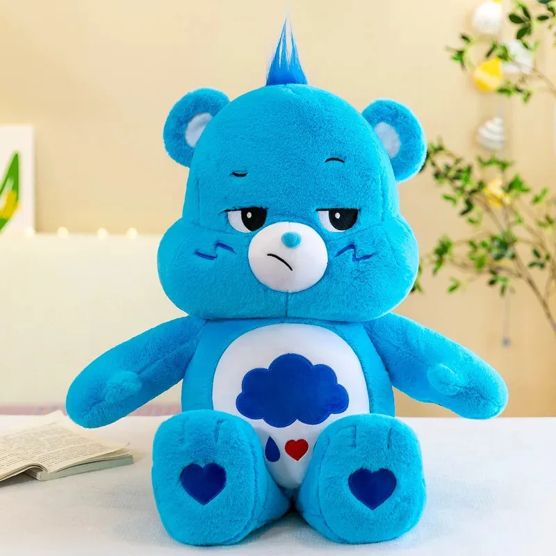 MINISO Carebears Plush Toy Rainbow Bear Blue Angry Blinking Eye Soft ...