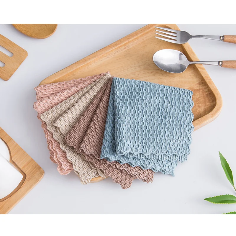 5Pcs Polyester/Nylon Cleaning Towel Anti-grease Cleaning Cloth ...