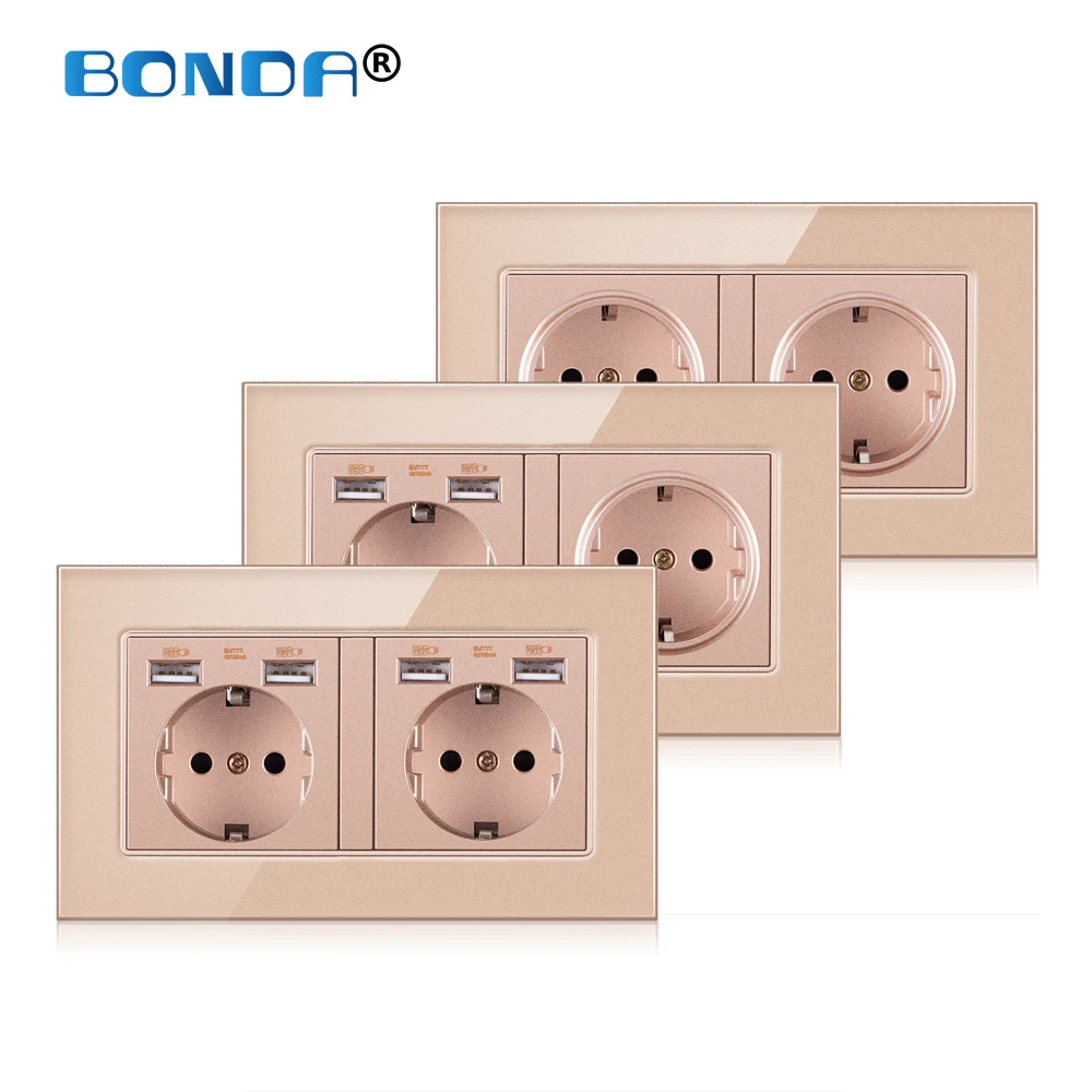 Bonda Wall Usb Power Socket Electrical Tempered Crystal Glass Kids ...