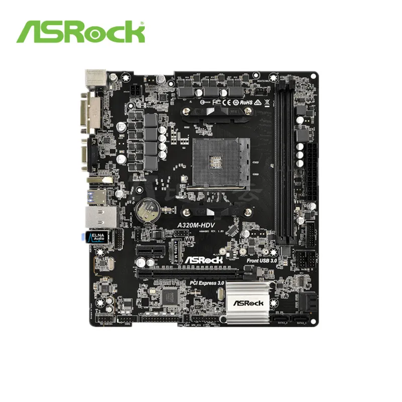 ASROCK AMD A320 Chipset AM4 Interface A320M-HDV Desktop PC Motherboard ...