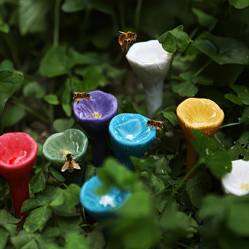 5pc Colorful Bee Watering Set Resin Insect Watering Cups Attracting and ...