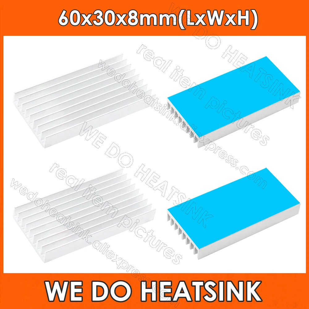 WE-DO-HEATSINK-60x30x8mm-Aluminum-Cooler-Long-Heat-Sink-Alumininum-With ...