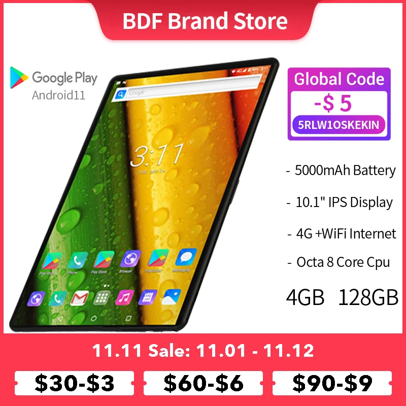 BDF Tableta P50 Pro de 10,1 pulgadas, dispositivo con Octa Core, 4GB de ...