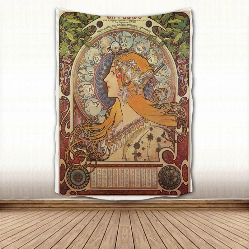 Beautiful-Alphonse-Mucha-Tapestry-Wall-Hanging-Wall-Fabric-Tapestry-Art ...