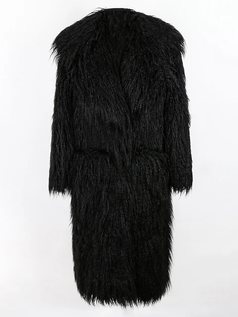 Nerazzurri Winter Long Bright Pink Oversized Shaggy Hairy Soft Fluffy Thick Warm Faux Fur Coat ...