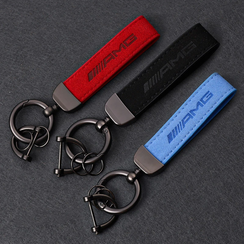 Men High end Leather Pendant Car Key Ring For Mercedes AMG Badge ...