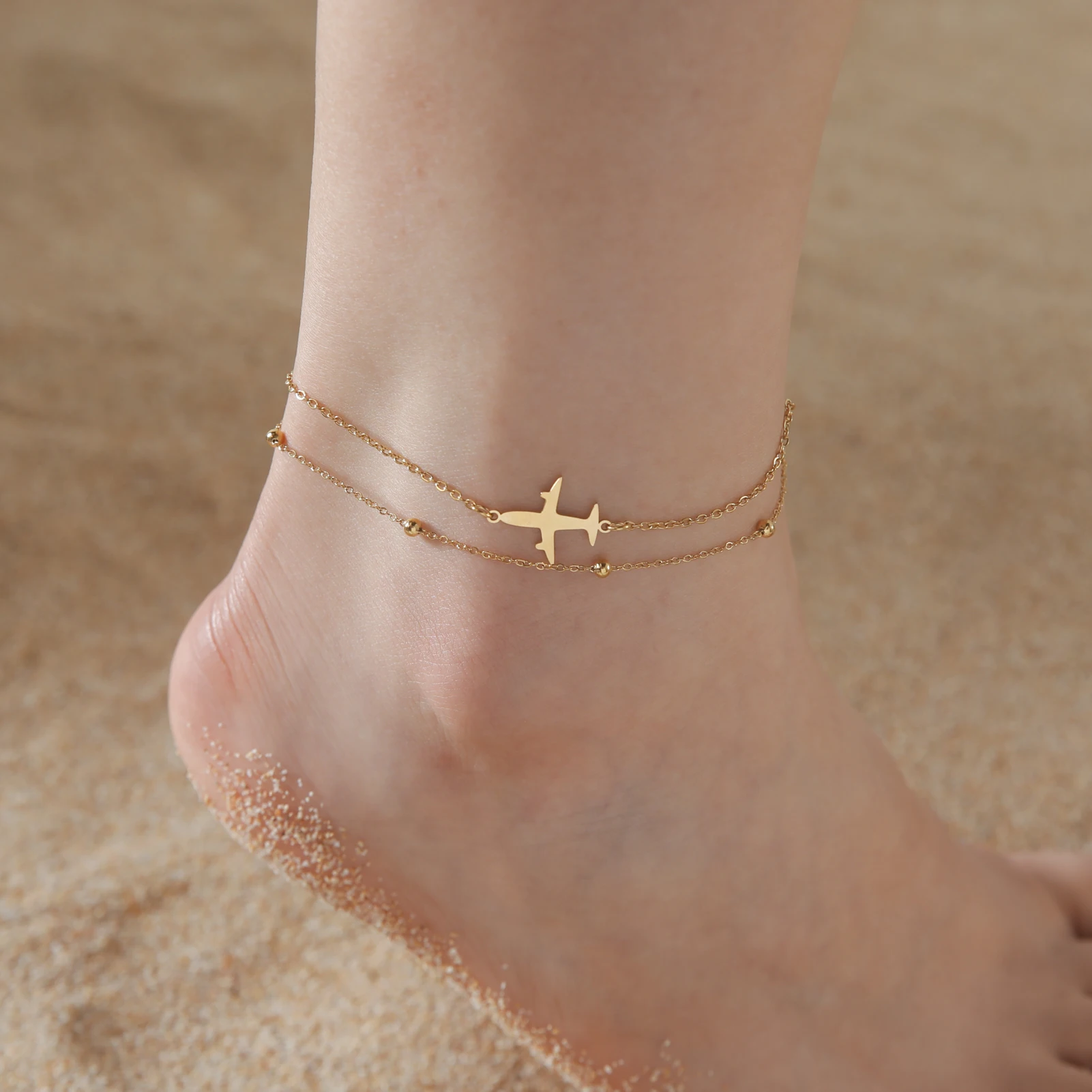 Teamer-Bohemia-Aircraft-Foot-Beach-Anklets-Two-Layer-Foot-Legs-Anklet ...