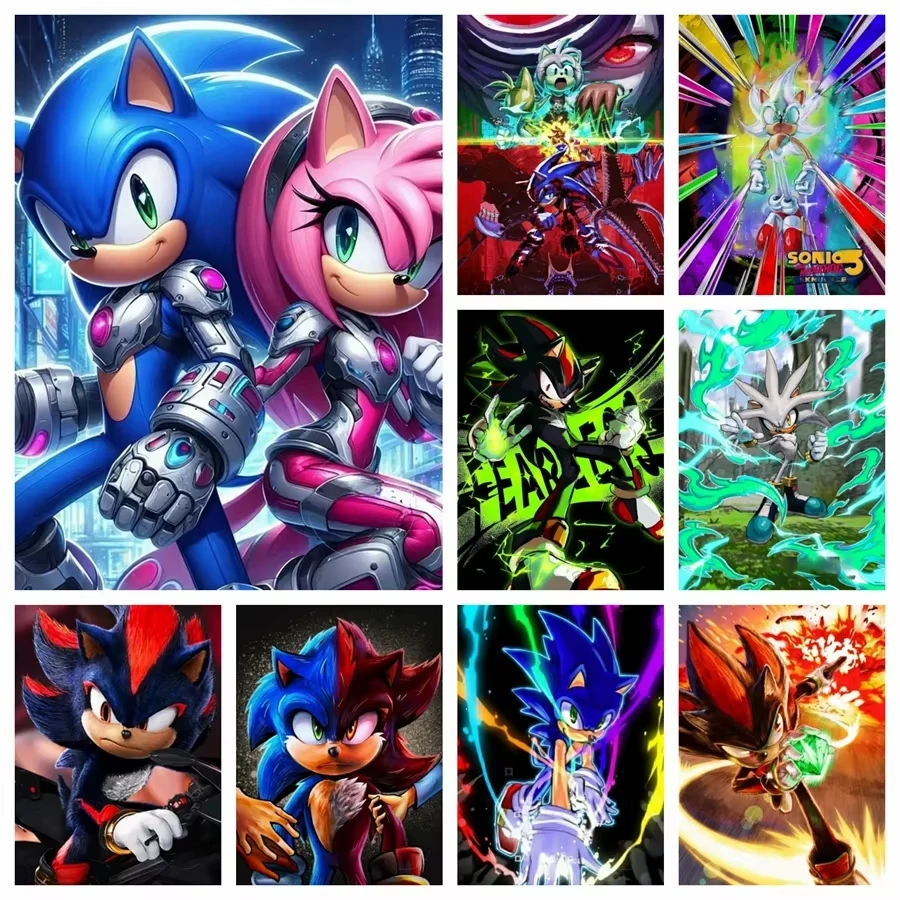 Diamond Painting Kit Cartoon Fantasy S-Sonic-The-Hedgehog-g 5D DIY ...