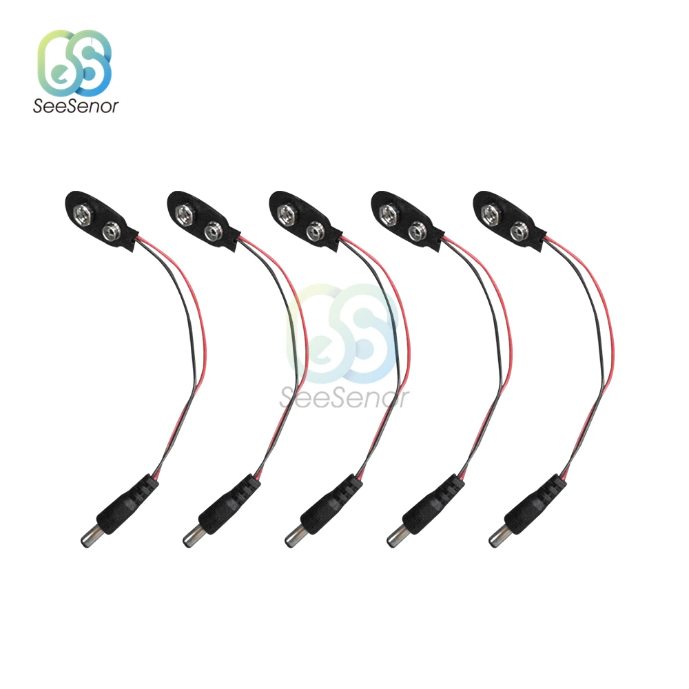 5PCS-lot-15cm-9V-Battery-Snap-Power-Cable-Power-Plug-to-DC-9V-Clip-Male ...