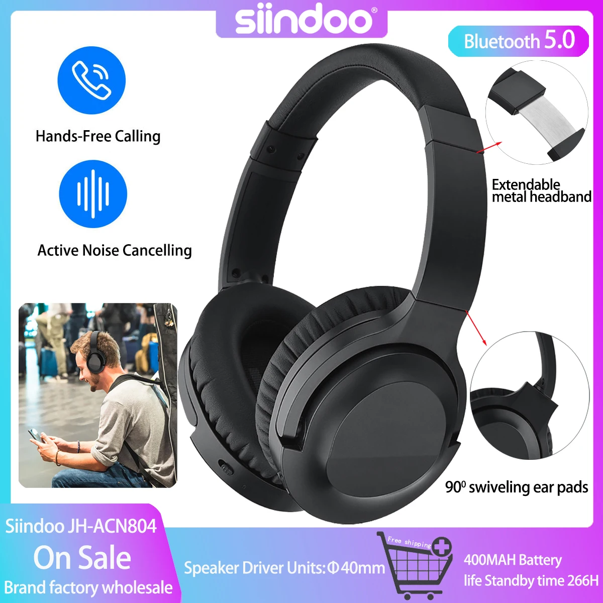 Siindoo-ANC804-Active-Noise-Canceling-Wireless-Over-Ear-Headphone ...