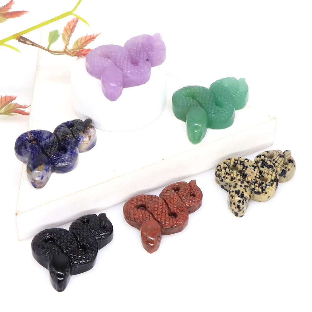 2-Snake-Statue-Natural-Healing-Stone-Obsidian-Sodalite-Crystals-Hand ...