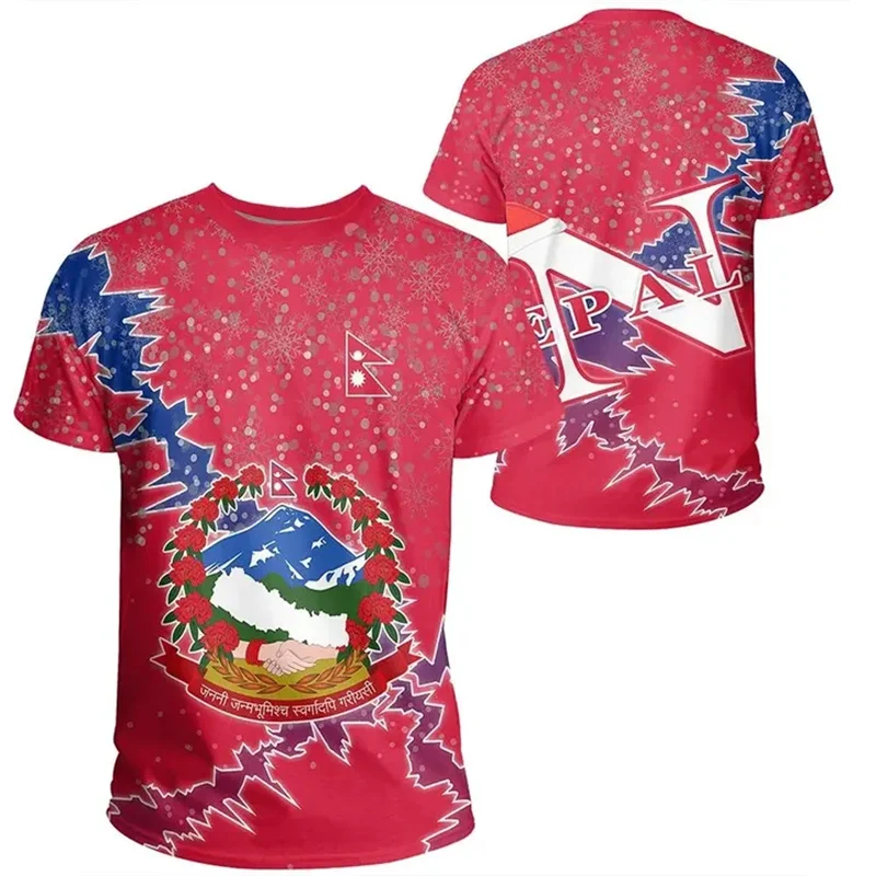 Asian Country Nepal National Flag Map 3D Printing T Shirt Nepal Coat Of ...