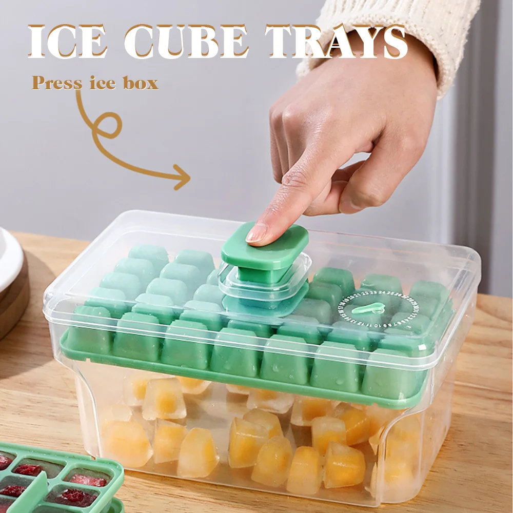 34-Grids-Press-Type-Ice-Cube-Tray-With-Storage-Box-DIY-Silicone-Durable ...