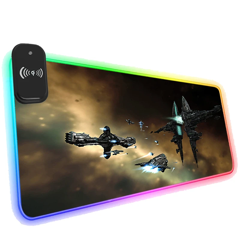 Eve Online RGB Mouse Pad Wireless Charger Gaming LED Desk Mat Mousepad ...