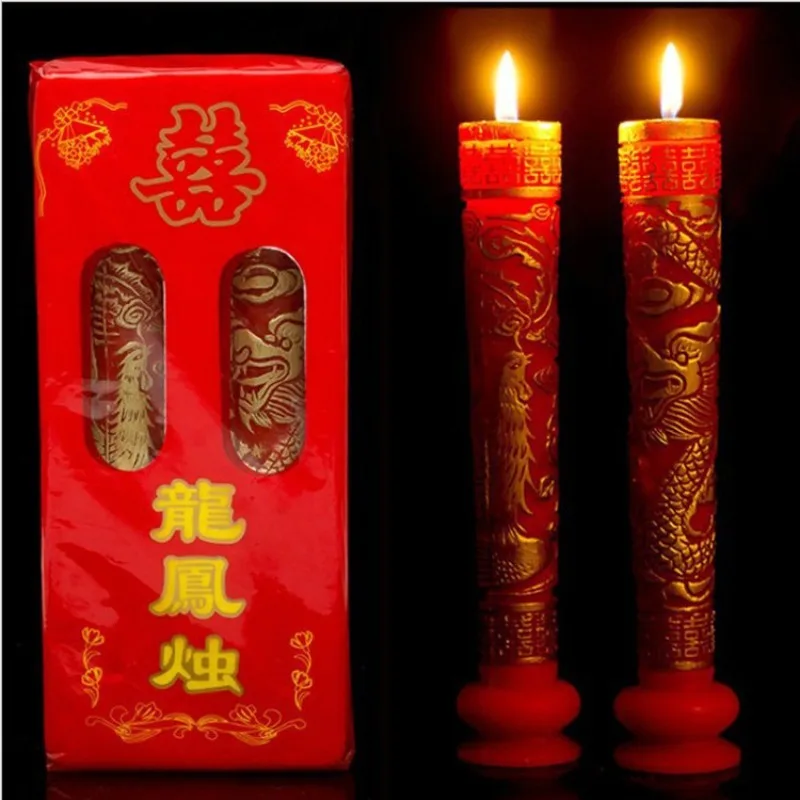 Chinese-Traditional-Weddings-Candles-Red-Love-Flameless-Dragon-Phoenix ...
