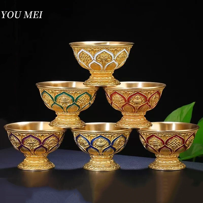 Buddhism Altars Bowl,Engraving Exquisite Flower Texture 8cm Copper Bowl ...