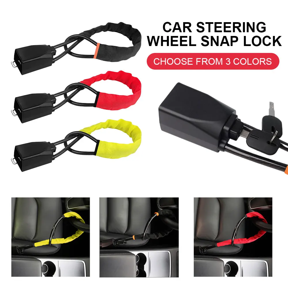 Universal-Car-Steering-Wheel-Lock-With-Seat-Belt-Buckles-Sturdy-Lock ...