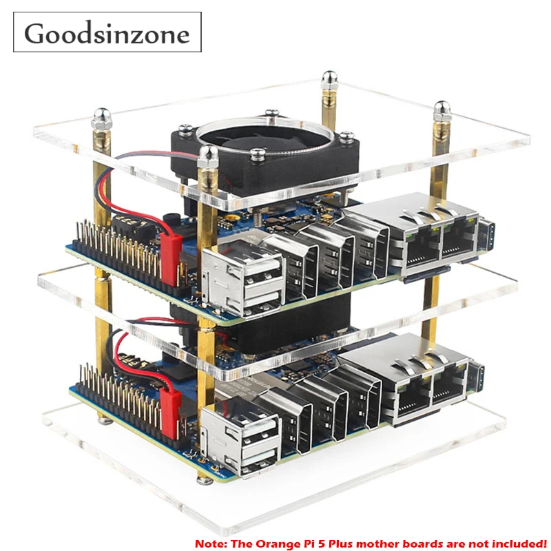 2 Layers Cluster Case Set for Orange Pi 5 Plus,Case with Cooling Fan ...