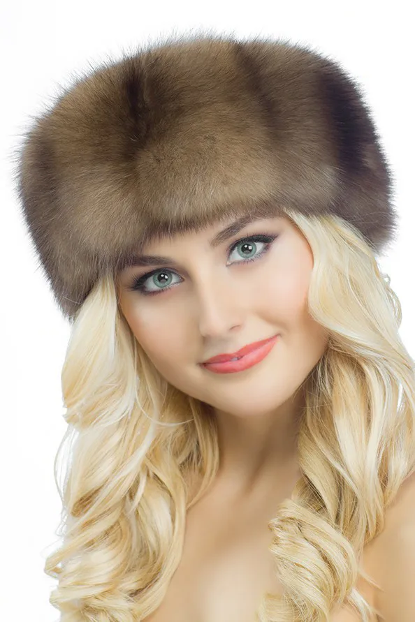 Women-s-Real-Natural-Sable-Fur-Cap-Russian-Cossack-Hat-Diplomat-Hat ...