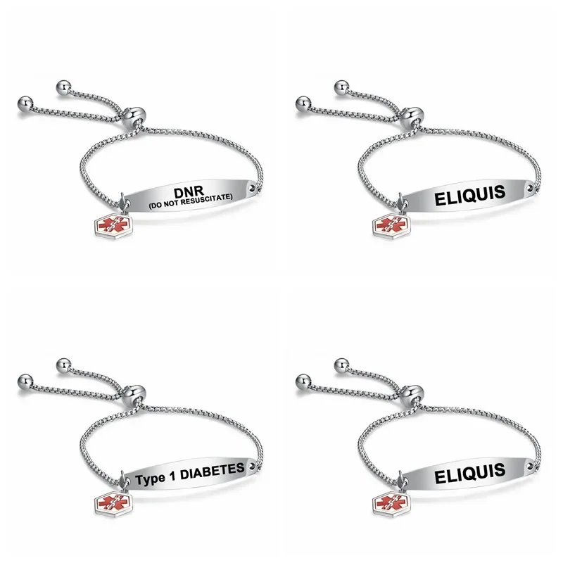 Engraved-Medical-Alert-ID-Bracelets-Adjustable-Chain-SOS-ICE-Bracelet ...