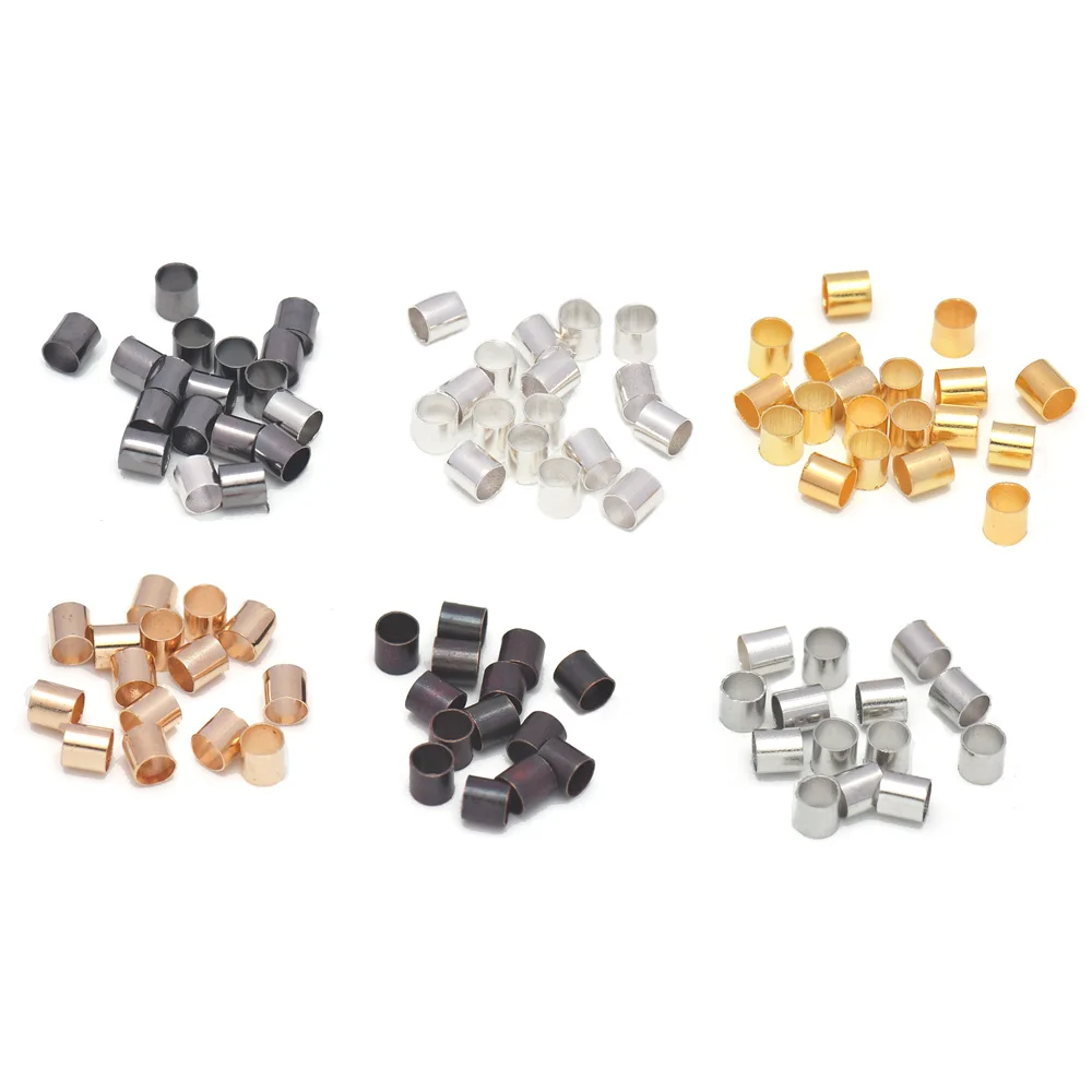 500Pcs-Brass-Tube-Crimp-End-Beads-ColumnCord-Cover-Tips-End-Platinum ...