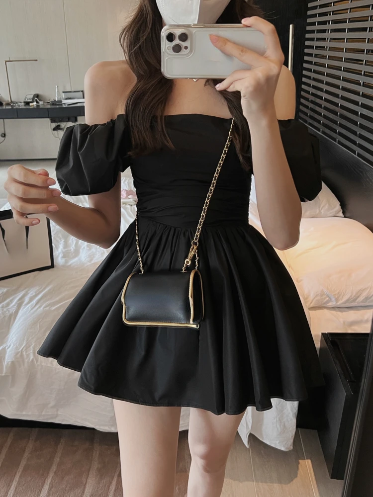 Vestido corto negro de fiesta para mujer, minivestido elegante Y2k ...