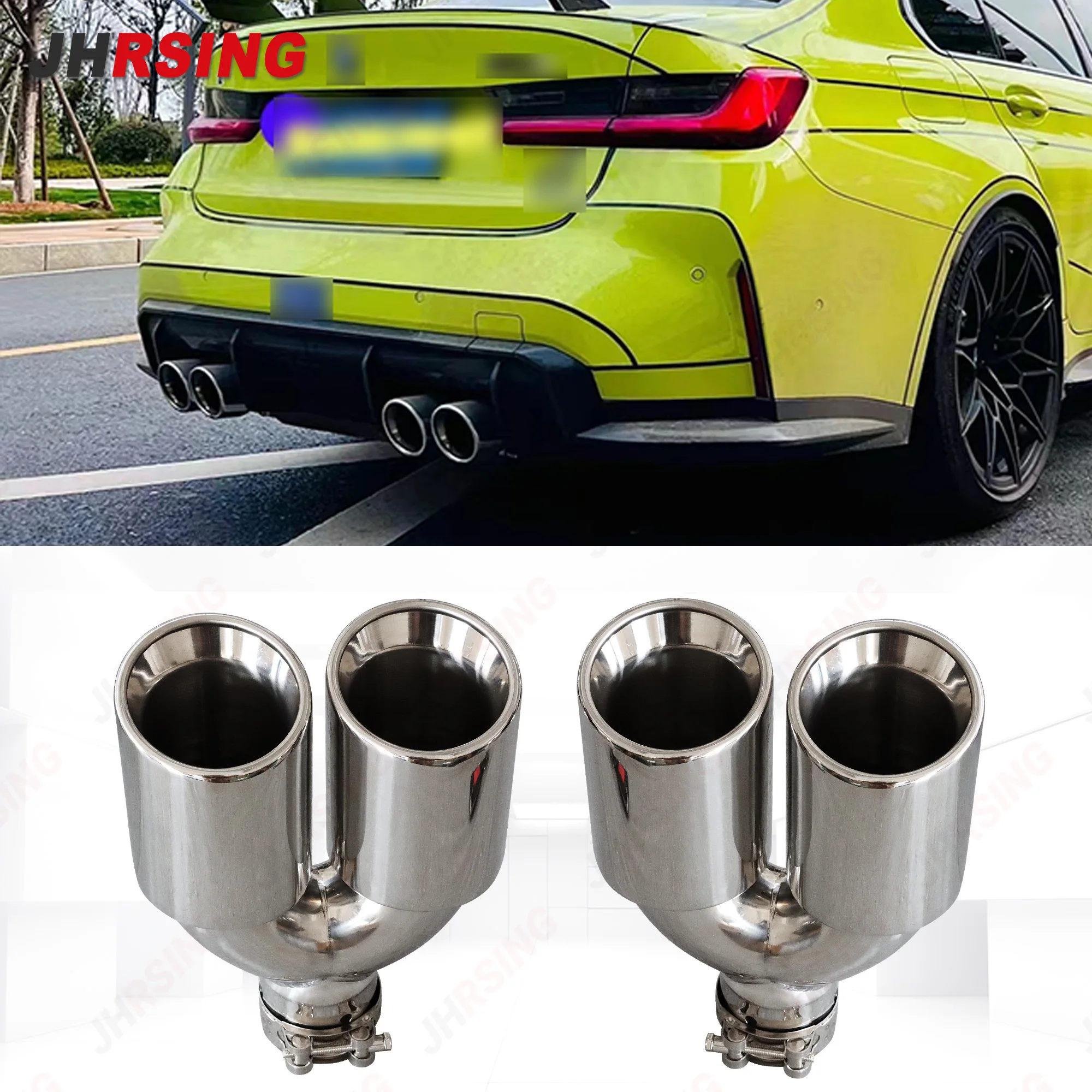 1PCS Exhaust Tip Stainless steels Double Exit Mufflers Nozzle car ...