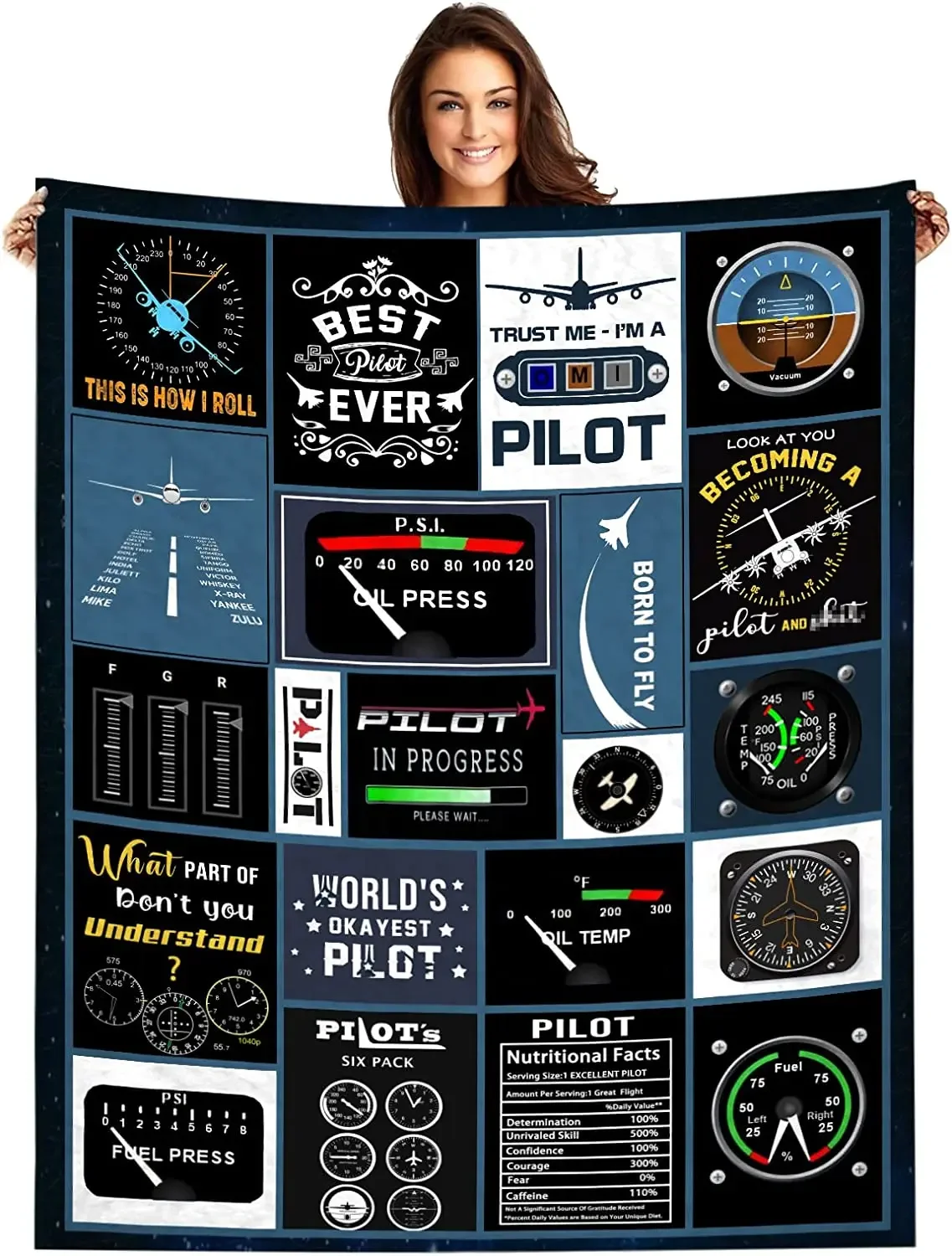 Pilot-Gift-for-Him-Men-Pilot-Flannel-Throw-Blanket-Birthday-Gift-for ...