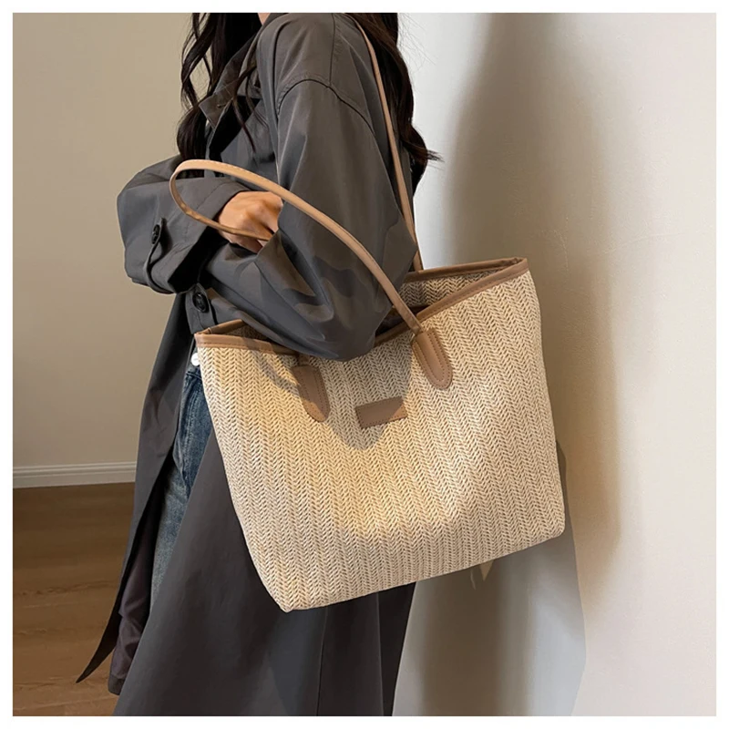 Fitshinling-Large-Capacity-Handmade-Straw-Shoulder-Bags-For-Women ...
