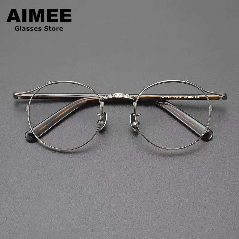 Japanese-Designer-Pure-Titanium-Round-Gold-Wire-Glasses-Frame-Handmade ...