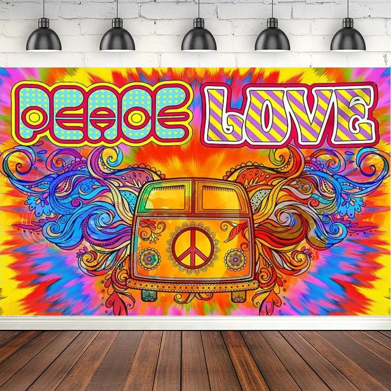 Peace Love Photography Backdrop Fantasy Bus Tie dye 60s 70s Hippie ...