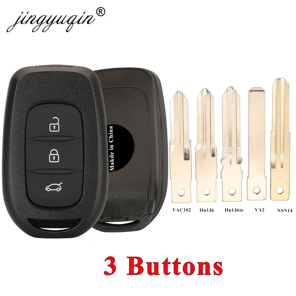 jingyuqin 3Buttons Remote Car Key Fob Shell for Renault Symbol Logan ...