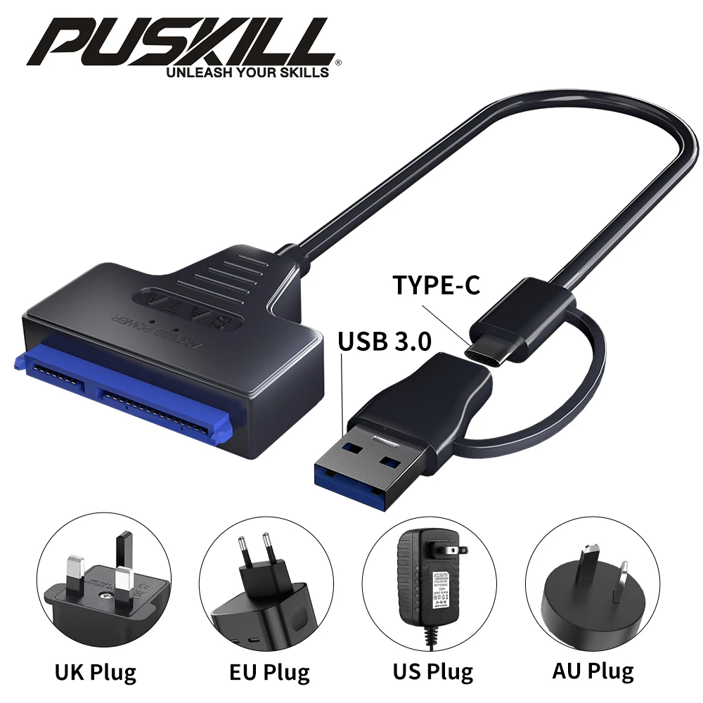 Adaptador USB 3,0 a SATA/tipo C, Cable Sata de 2,5/3,5 pulgadas, SSD, HDD, disco duro SATA III ...