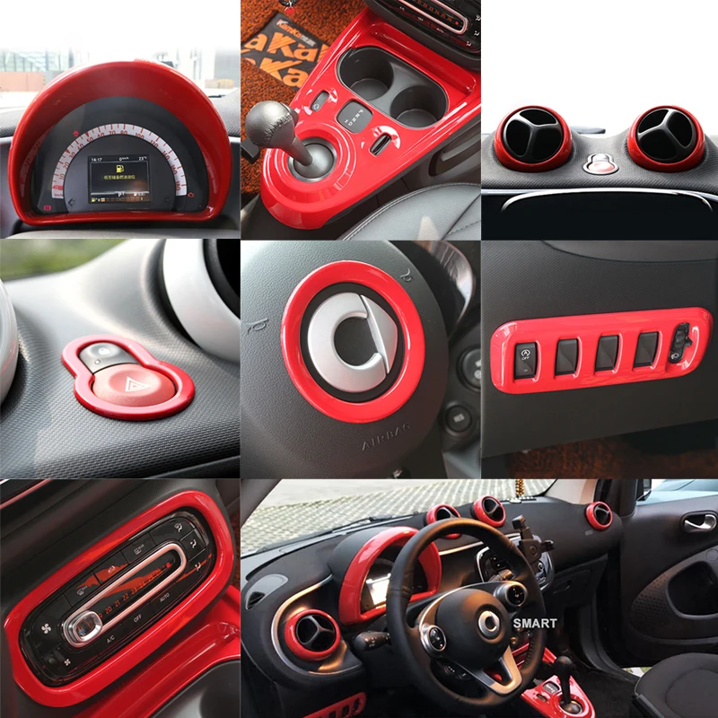 Car Interior Modification Red Styling Window Lifting Panel Decorative ...