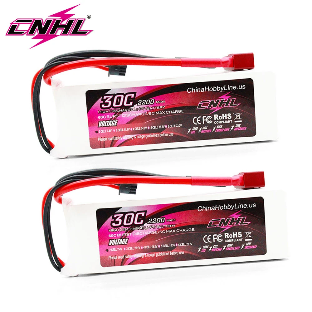 2pcs CNHL 2S 7.4V Lipo Battery 2200mAh 30C 40C 70C With T Deans XT60 Plug for FPV Quadcopter ...