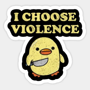 Cute Duck Choose Violence Humor 5PCS Stickers for Water Bottles Wall ...
