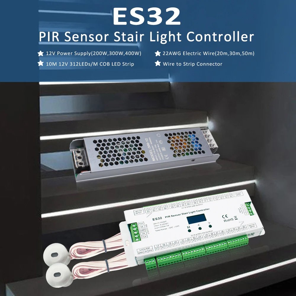 32CH-ES32-PIR-Sensor-Stair-Light-Controller-Human-Body-Infrared ...